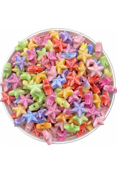 Hedef Bijuteri Pastel Yıdız Figür, Denizyıldızı Şekilli Karışık Pastel Renk Boncuk,takı Yapımı (25GR, ~100 Adet)