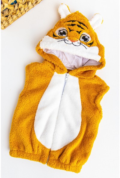 Babymod Kaplan Figürlü Kapüşonlu Polar Erkek Bebek Yelek Babymod Kaplan Figürlü Kapüşonlu Polar Erkek Bebek Yelek