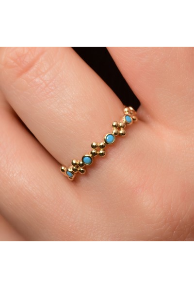 Lune Mavi Taşlı Altın Yüzük Lune Mavi Taşlı Altın Yüzük