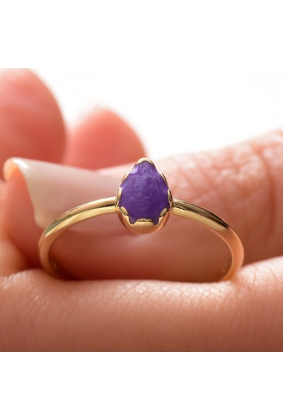 Gardenya Mor Altın Yüzük
