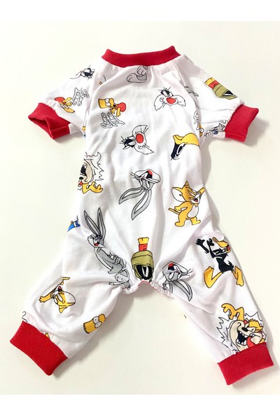 Cartoon Köpek Tulumu (1 kg-10 kg Arası) Beyaz Xl