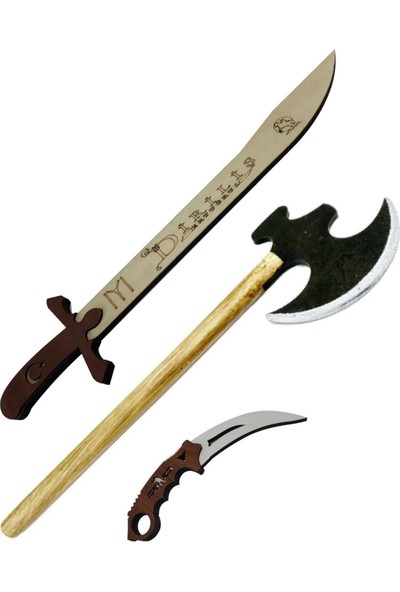 G&R Ahşap Kılıç + Balta + Karambt Seti