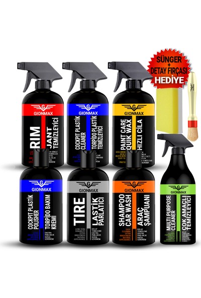 Gionmax Araç Bakım Seti Gold Oto Bakım Paketi 7 Ürün