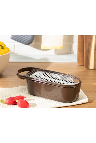 English Home Lily Plastik Hazneli Rende 23 cm Kahve English Home Lily Plastik Hazneli Rende 23 cm Kahve