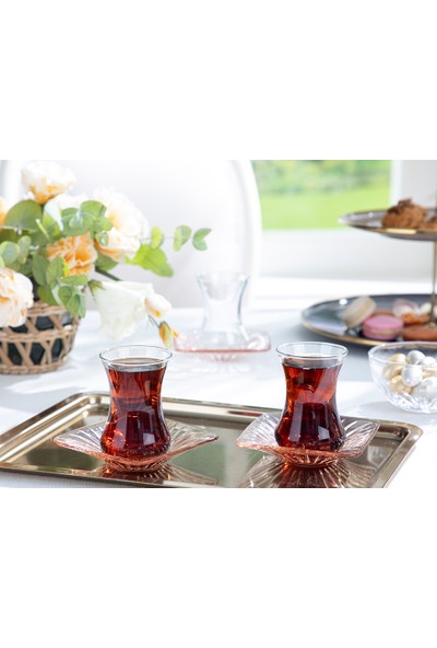 English Home Silda Cam 12 Parça Çay Takımı 100 ml Pudra