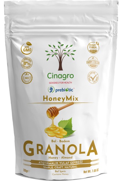 Cinagro Goodies Fonksiyonel Granola Honeymix Bal Badem