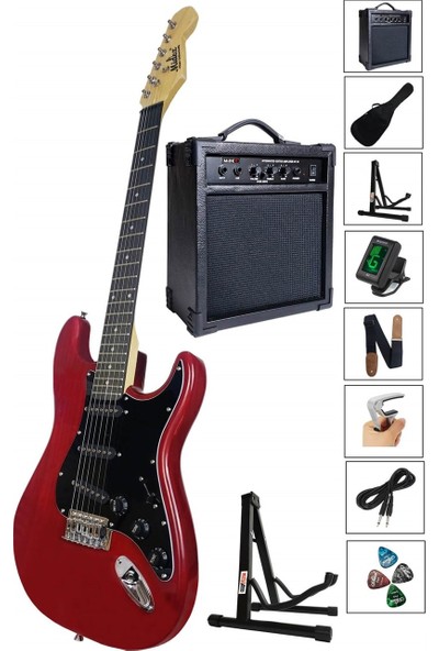 Midex RPH20-AMP RED Set Elektro Gitar (Amfi Askı Stand Tuner Capo Kablo) Midex RPH20-AMP RED Set Elektro Gitar (Amfi Askı Stand Tuner Capo Kablo)