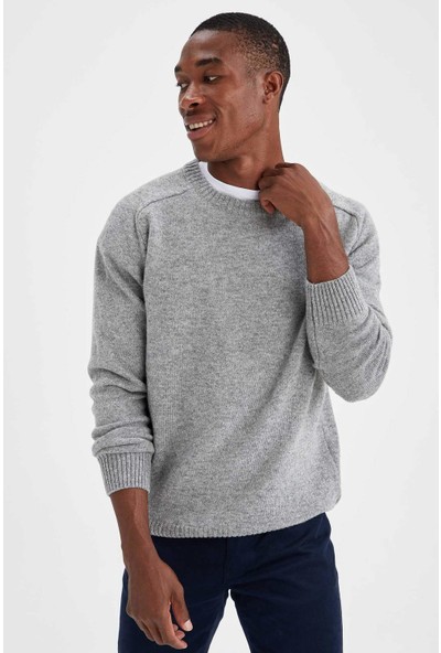DeFacto Slim Fit Bisiklet Yaka Yün Karışımlı Triko Kazak V2841AZ21WN