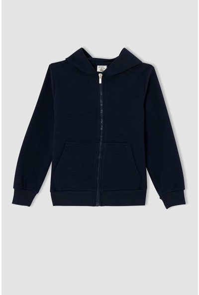 DeFacto Erkek Çocuk Regular Fit Okula Dönüş Kapüşonlu Kanguru Cepli Sweat Hırka T7468A621WN DeFacto Erkek Çocuk Regular Fit Okula Dönüş Kapüşonlu Kanguru Cepli Sweat Hırka T7468A621WN