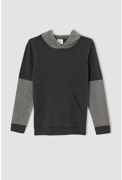 DeFacto Erkek Çocuk Slim Fit Kapüşonlu Kanguru Cepli Kazak U4325A621Wn