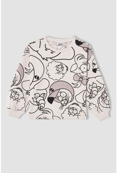 DeFacto Kız Çocuk Kral Şakir Lisanslı Regular Fit Bisiklet Yaka Sweatshirt V4205A621Au