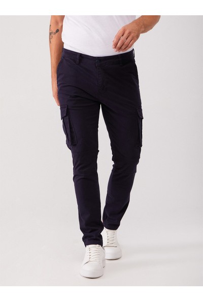 Dufy Lacivert Kargo Cep Erkek Pantolon - Slım Fıt
