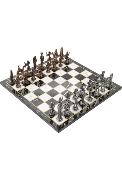 Elifeshop Esmsr5 Metal Satranç Takımı Krom Kaplama Bronz Mısır Ordusu & Siyah Mermer Desenli Tahta Elifeshop Esmsr5 Metal Satranç Takımı Krom Kaplama Bronz Mısır Ordusu & Siyah Mermer Desenli Tahta
