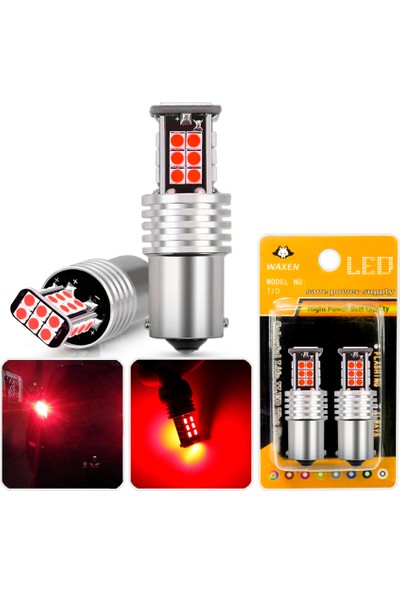 Waxen Stop Sinyal Geri Vites Ampulü Mercekli 15 LED P21W 1156 93 6500K Kırmızı Tek Duy Güçlü Işık Waxen Stop Sinyal Geri Vites Ampulü Mercekli 15 LED P21W 1156 93 6500K Kırmızı Tek Duy Güçlü Işık