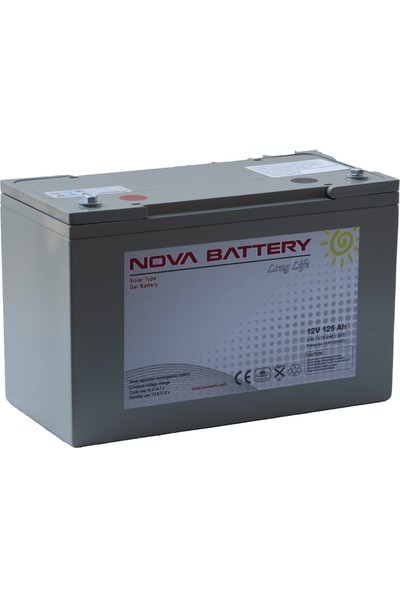 Nova 12V 125 Ah Solar Jel Akü (Güneş Panelleri)