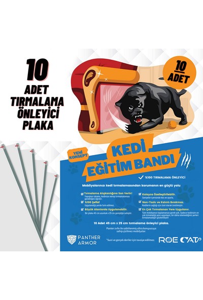 Roe Cat Panther Armor, Premium Kedi Tırmalama Önleyici, Şeffaf, Non-Toxic, 45 x 25 cm