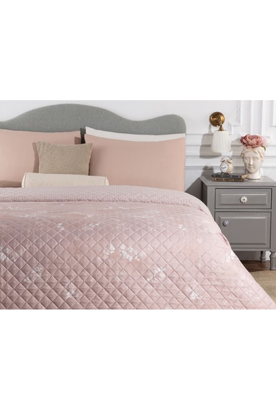 Madame Coco Delmare King Size Baskılı Yatak Örtüsü - Pudra