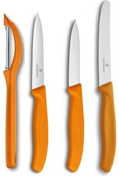 Victorinox Turuncu Bıçak ve Soyacak Seti 4 Parça Victorinox Turuncu Bıçak ve Soyacak Seti 4 Parça