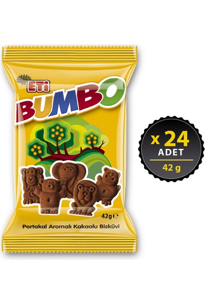 Eti Bumbo Portakal Aromalı Kakaolu Bisküvi 42 g x 24 Adet