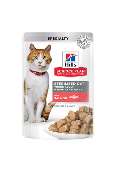 Hills Kısırlaştırılmış Somonlu Kedi Pouch 85 gr 6 Lı Avantaj Paketi