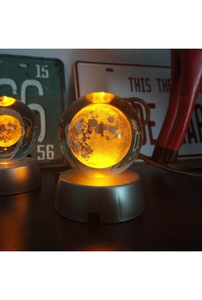 Hd Marketim 3D Ay Modeli Kristal Küre Lazer Işıklı Tabanlı Hologram Hd Marketim 3D Ay Modeli Kristal Küre Lazer Işıklı Tabanlı Hologram