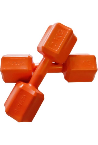 Delta 2 kg x 2 Adet Köşeli Turuncu Plastik Dambıl Ağırlık Seti