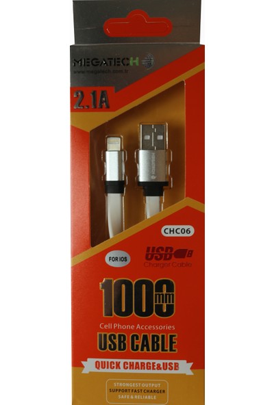 Megatech 2.1A 1mt Iphone Şarj Kablosu Beyaz