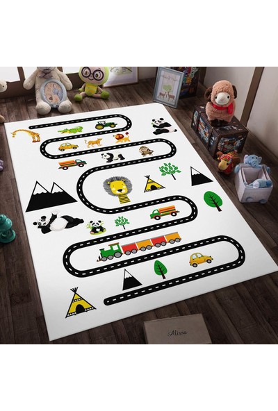 Markaev Antialerjik Leke Tutmaz Yıkanabilir Kaymaz Taban Çocuk Odası Halısı Bebek Halısı Claro 304