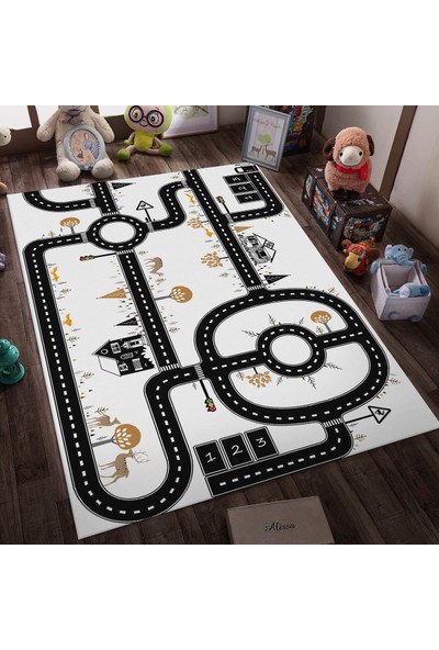 Markaev Antialerjik Leke Tutmaz Yıkanabilir Kaymaz Taban Çocuk Odası Halısı Bebek Halısı Claro 306