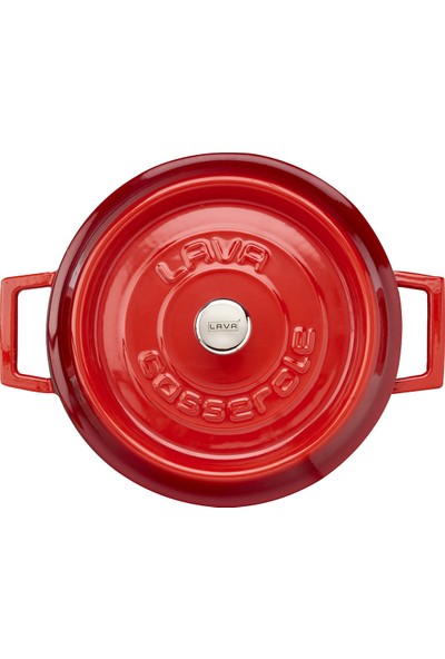 Lava Tencere Kırmızı Yuvarlak 24 cm