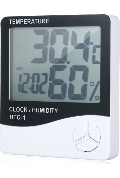 Kamastar Htc-1 Dijital Termometre Sıcaklık ve Nem Ölçer Masa Saati Alarm