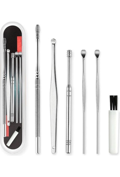 Murat Home 6 Parça Paslanmaz Çelik Kulak Balmumu Toplayıcı Çıkarıcı Temizleyici Bakımı Çubuk Seti