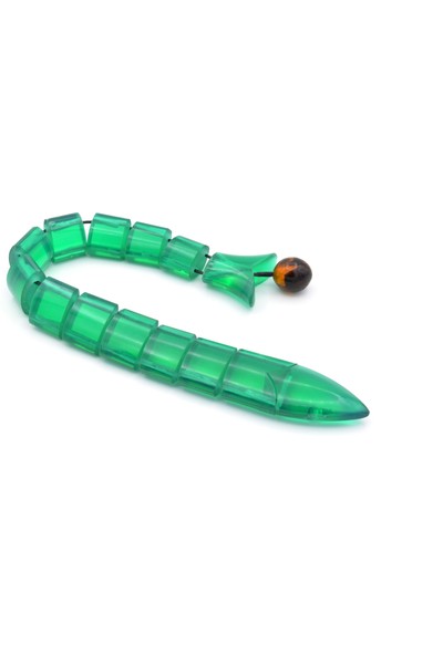Usta Işi Koyu Yeşil Sıkma Kehribar Balık Tesbih 1.kalite 002