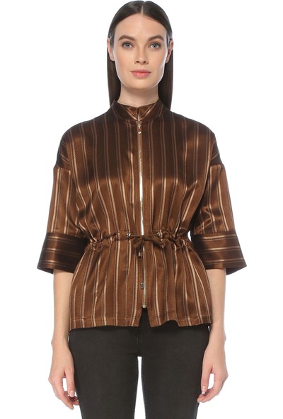 Network Regular Fit Kahverengi Çizgili Ceket