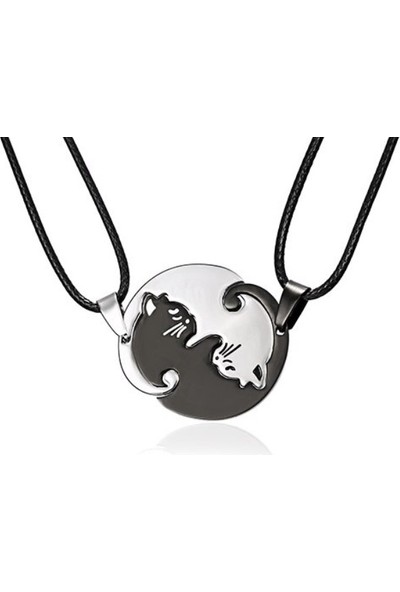 Armağan Linki Yin Yang Kedili Çift Kolye Armağan Linki Yin Yang Kedili Çift Kolye