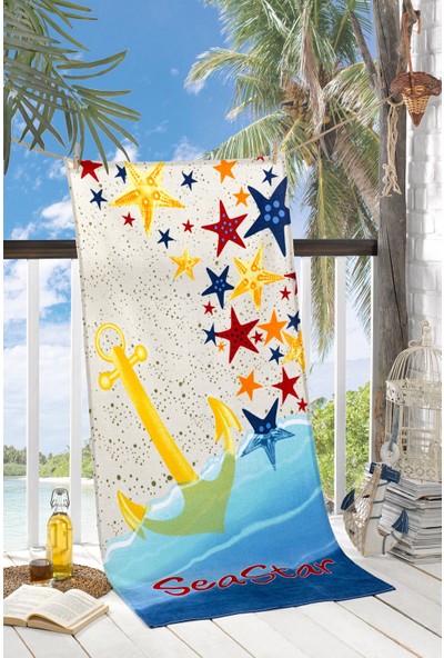 Butik London Sarı Çapalı Plaj Havlusu