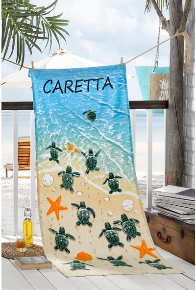 Butik London Kaplumbağa Desenli Plaj Havlusu