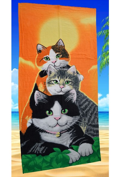 Butik London Kedi Desenli Plaj Havlusu Butik London Kedi Desenli Plaj Havlusu