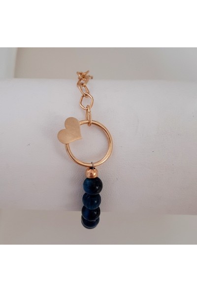 Just4you 925 Ayar Gümüş Apatit Doğal Taşlı Kalp Figürlü Özel Tasarım Bileklik