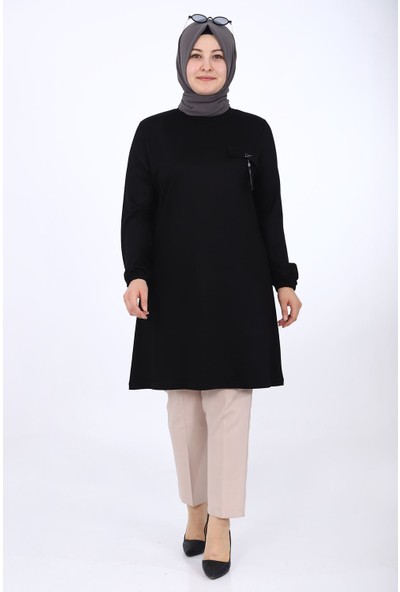 Kombinal Kadın Siyah Cep Kapaklı Tesettür Büyük Beden Tunik-89.99 Kombinal Kadın Siyah Cep Kapaklı Tesettür Büyük Beden Tunik-89.99