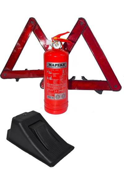 Kkdavm Mapeks araç yangın tüpü 1 kg ve 2 adet reflektör ve kayma takozu oto trafik seti Kkdavm Mapeks araç yangın tüpü 1 kg ve 2 adet reflektör ve kayma takozu oto trafik seti