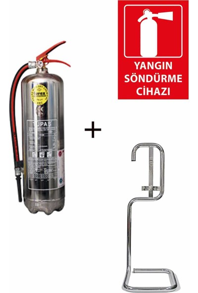 Tüpaş 6 kg Krom Kkt Tüp, Krom Sehpa ve Yangın Tüpü Levhası 3lü Set Tüpaş 6 kg Krom Kkt Tüp, Krom Sehpa ve Yangın Tüpü Levhası 3lü Set