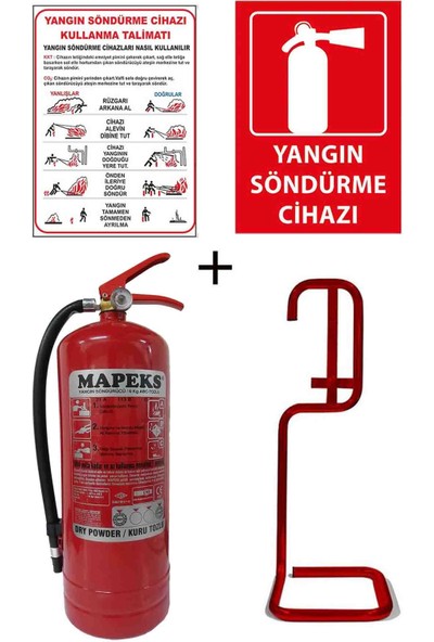 Mapeks 6 kg Yangın Tüpü,yangın Tüpü Kullanım Talimatı, Yangın Tüpü Levhası ve Kare Sehpa 4lü Set Mapeks 6 kg Yangın Tüpü,yangın Tüpü Kullanım Talimatı, Yangın Tüpü Levhası ve Kare Sehpa 4lü Set