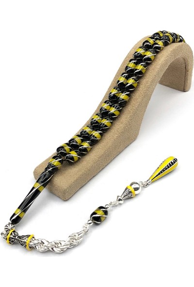 Huzur Tesbih Oltu Taşı Gümüş Işleme Gümüş Püskül