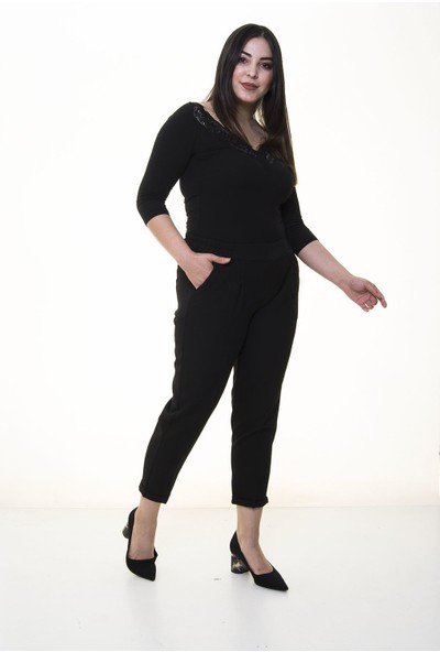 Siyah Duble Paça Kumaş Pantolon 34C-1376 Siyah Duble Paça Kumaş Pantolon 34C-1376