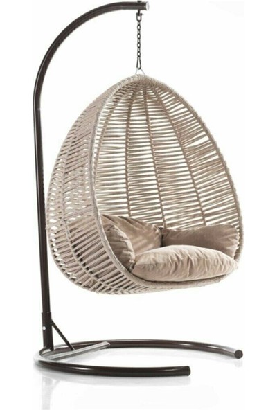 Elgün Mobilya Bahçe Balkon Tek Kişilik Makrome Ip Örgü Fındık Armut Salıncak Hamak