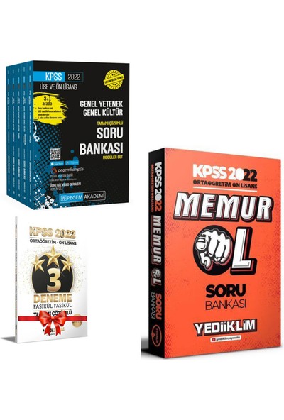 Pegem Akademi Yayıncılık Kpss 2022 Lise Önlisans Pegem Soru ve Yediiklim Memur Ol Soru 3 Deneme Hediye Pegem Akademi Yayıncılık Kpss 2022 Lise Önlisans Pegem Soru ve Yediiklim Memur Ol Soru 3 Deneme Hediye