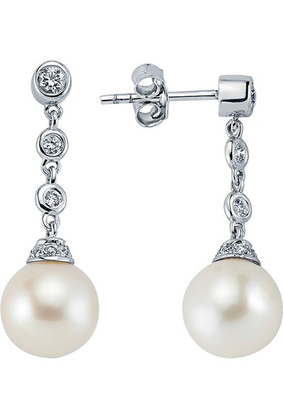 Sirius Pırlanta Taşlı Sallantılı İnci Küpe