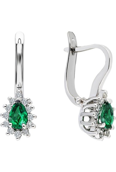 Sirius Pırlanta ve Damla Zümrüt Taşlı Küpe