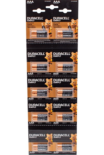 melekstore Duracell Aaa Ince Pil 20Lİ Kartela 2li Yırtmalı Paket melekstore Duracell Aaa Ince Pil 20Lİ Kartela 2li Yırtmalı Paket